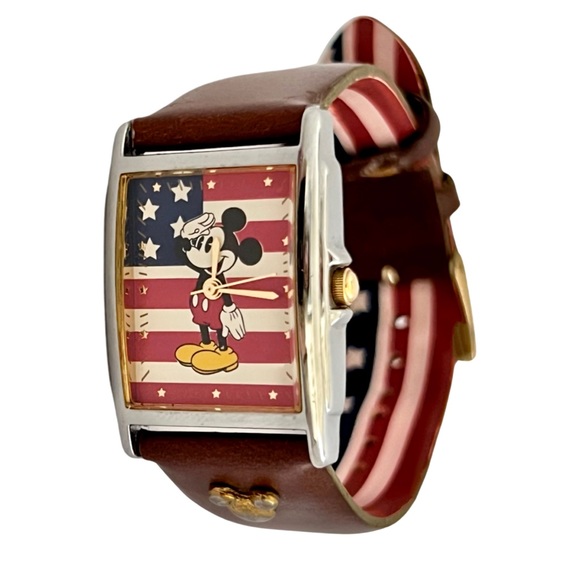 Disney | Accessories | Disney Vintage Mickey Mouse Salute Flag Watch ...